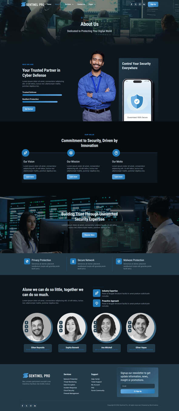 Sentinel - Cyber Security Services Elementor Pro Template Kit by moxcreative